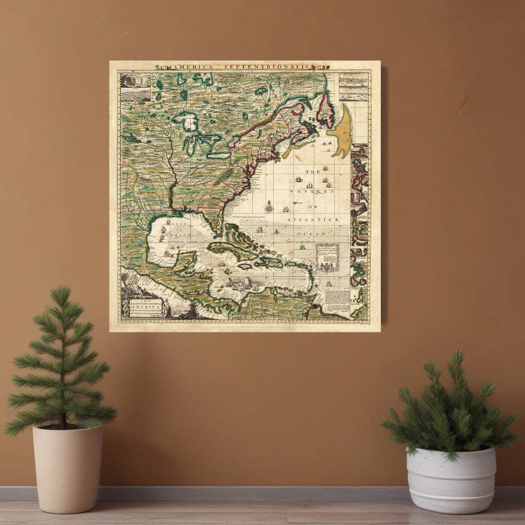 18" X 18" Vintage 1773 Map Of British Empire In North America Wall Art ...