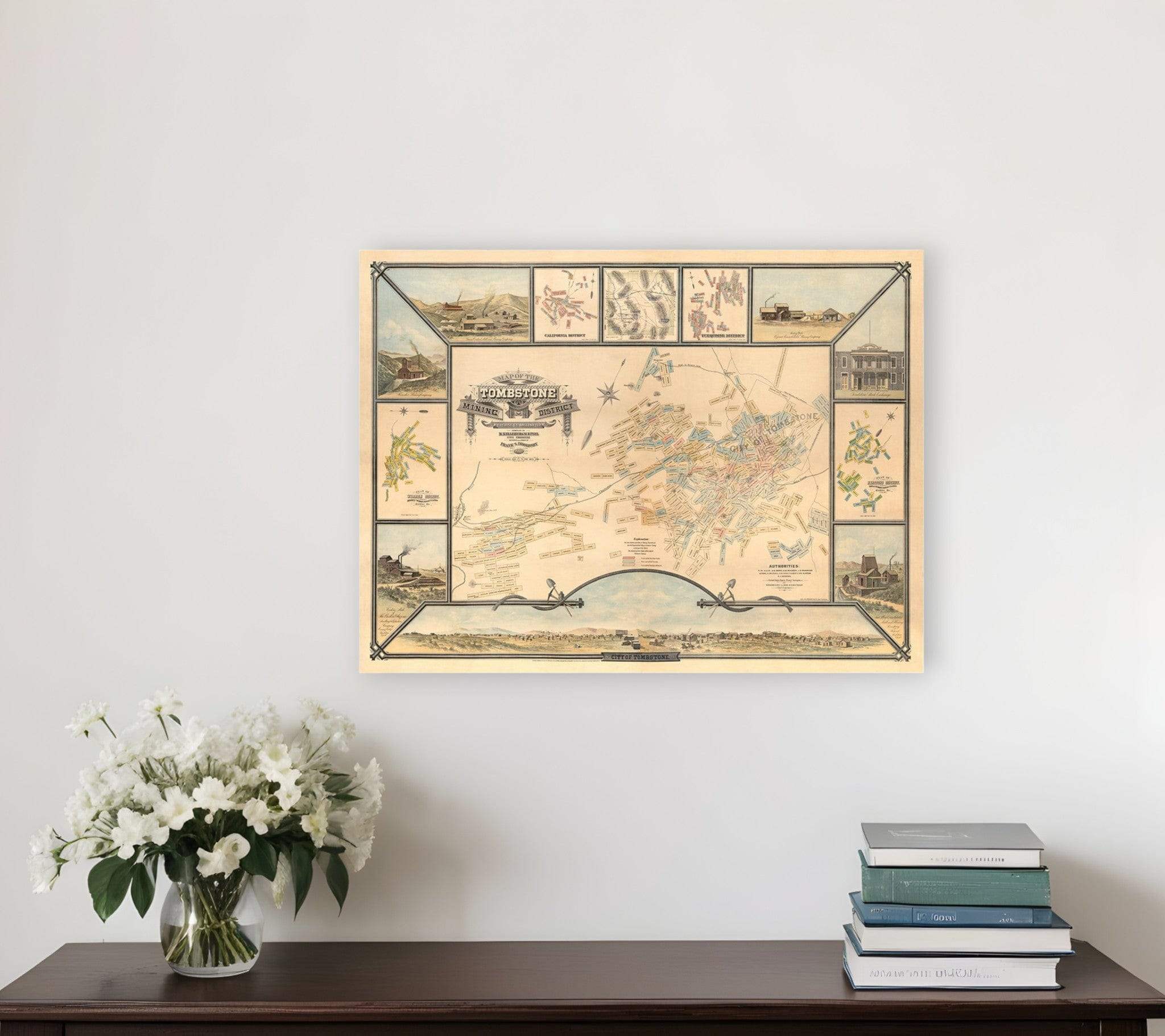 18" X 24" Map Of Tombstone Mining District Vintage Travel Poster Wall ...