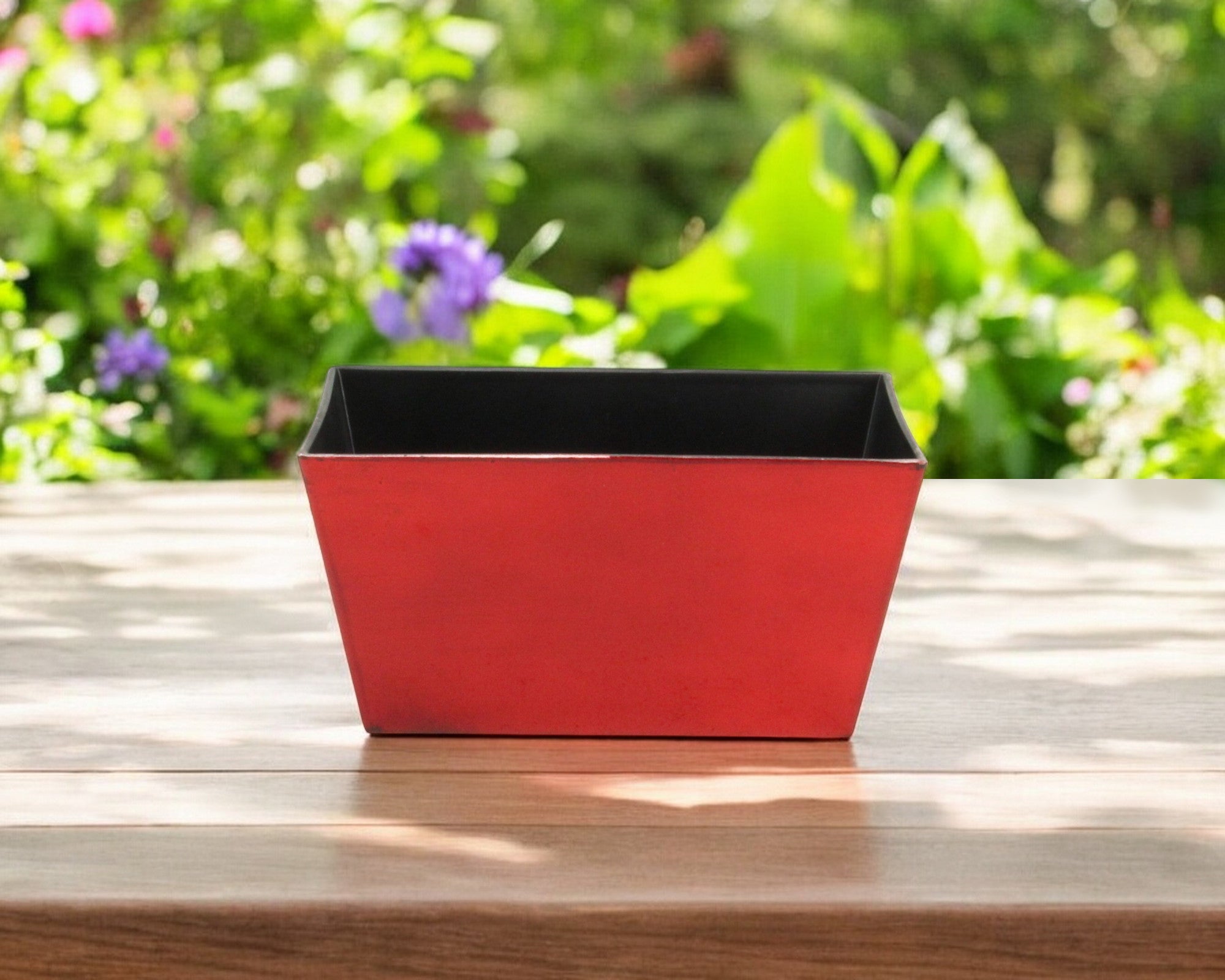 8" Red Recycled Plastic Indoor Outdoor Rectangular Planter Box ...