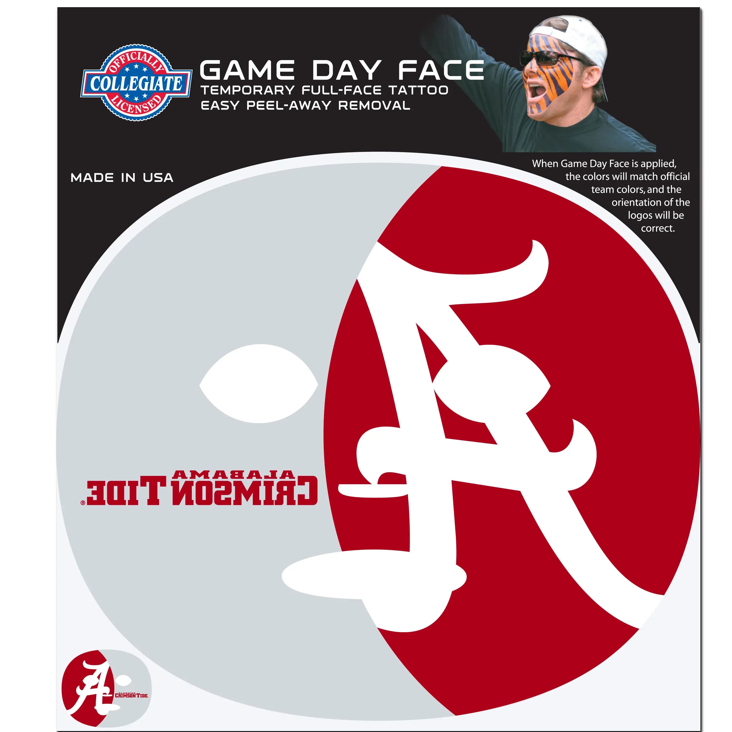 Alabama Crimson Tide Game Face Temporary Tattoo – Flyclothing LLC