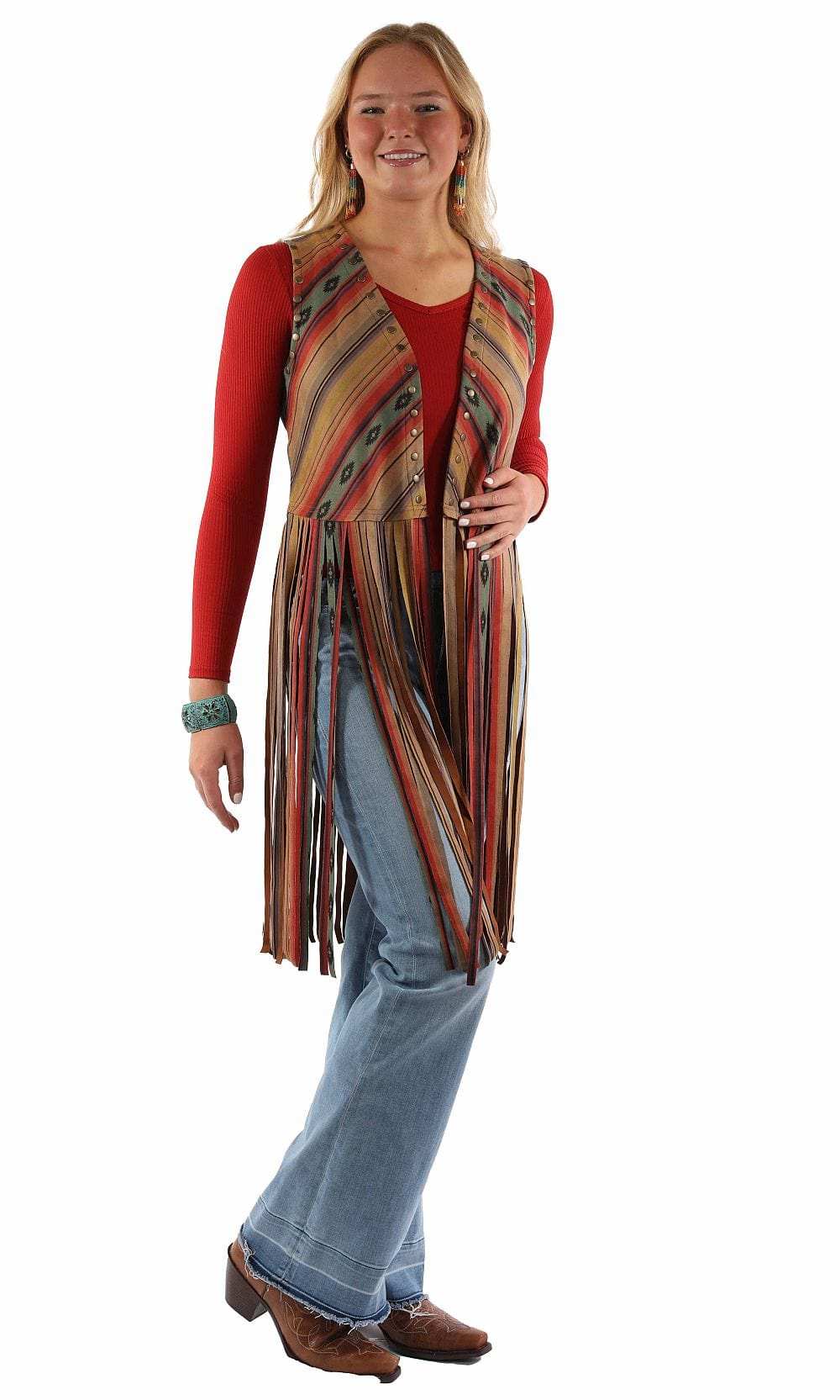 Honey creek serape short serape vest w/long fringe – Flyclothing LLC