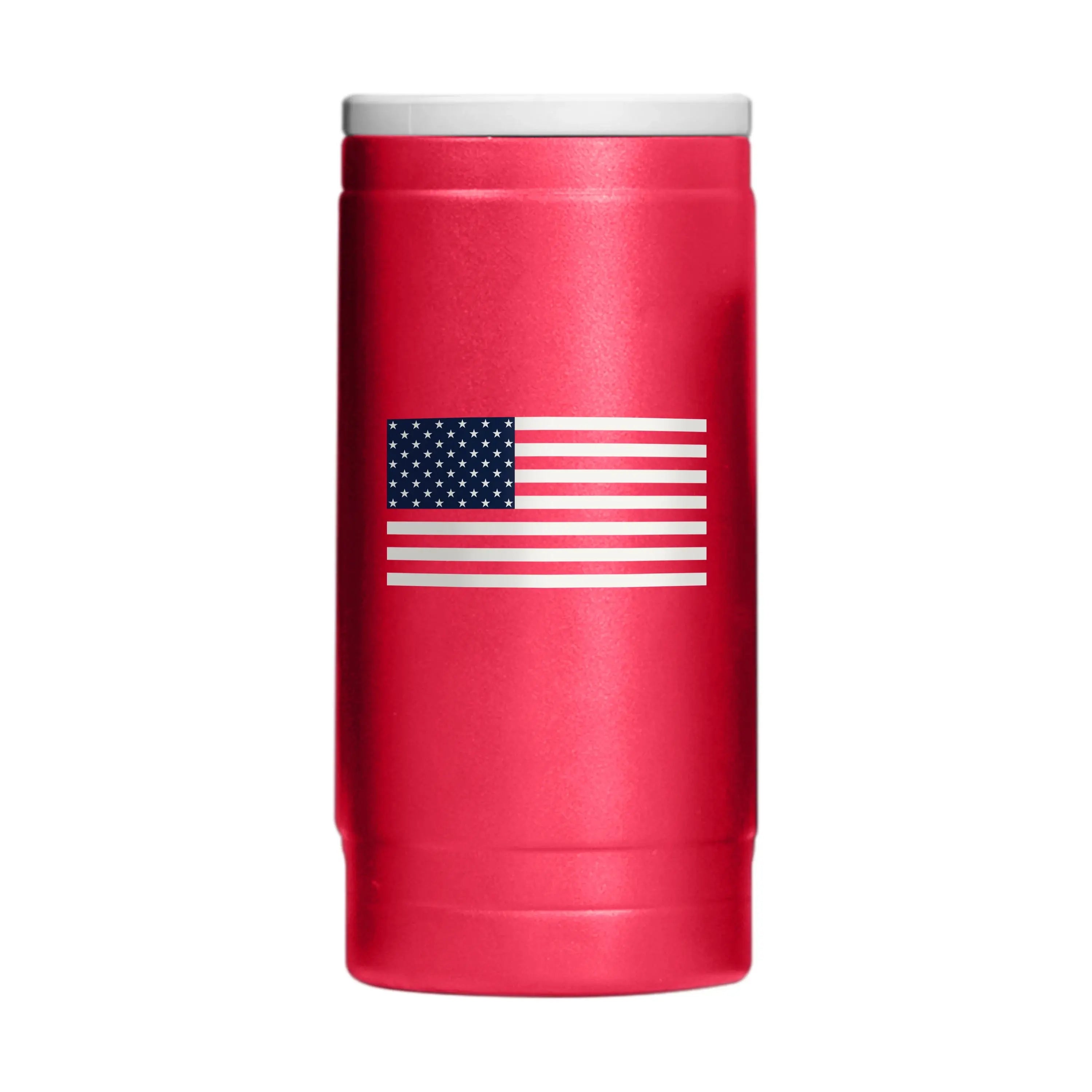 4th of July 12oz Red American Flag Powdercoat SlimCan Coolie ...